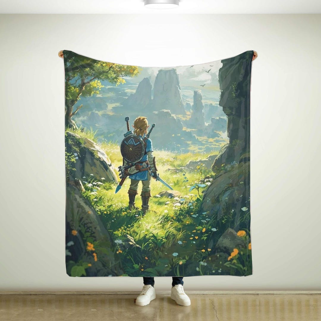 Cute Gaming Zelda Fan Art Themed Throw Blanket, Super Soft Cozy Fleece ...
