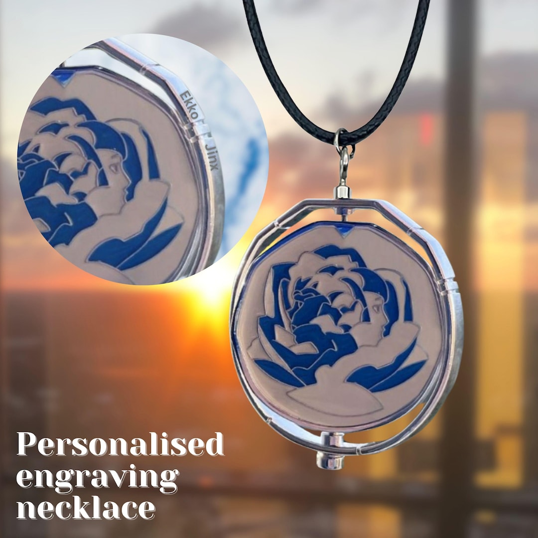 Lindo collar con colgante de rosa azul para Ekko y Jinx Powder, collar ...