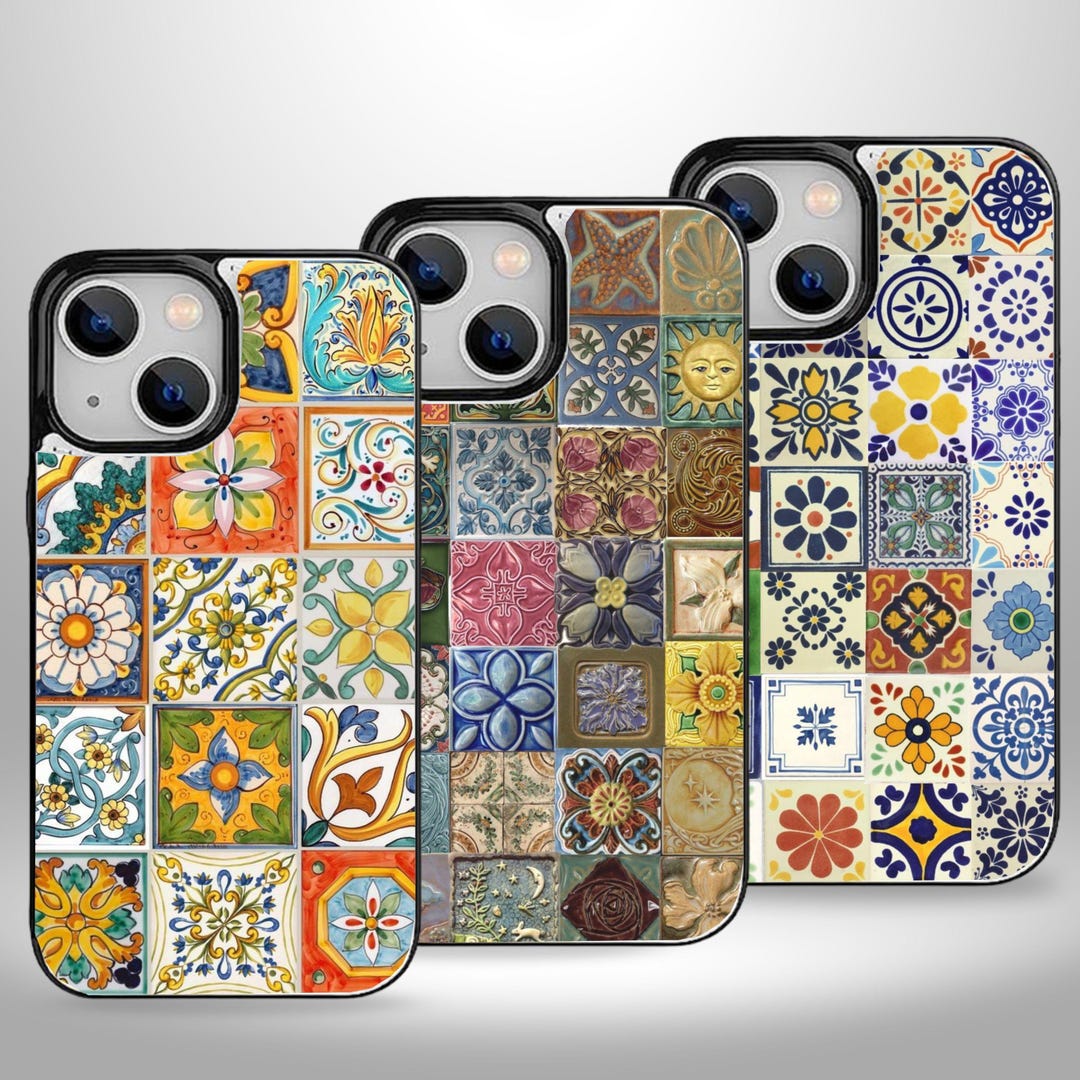 Funky Tile Aesthetic Wallet Phone Case With Card Holder for iPhone 17 ...