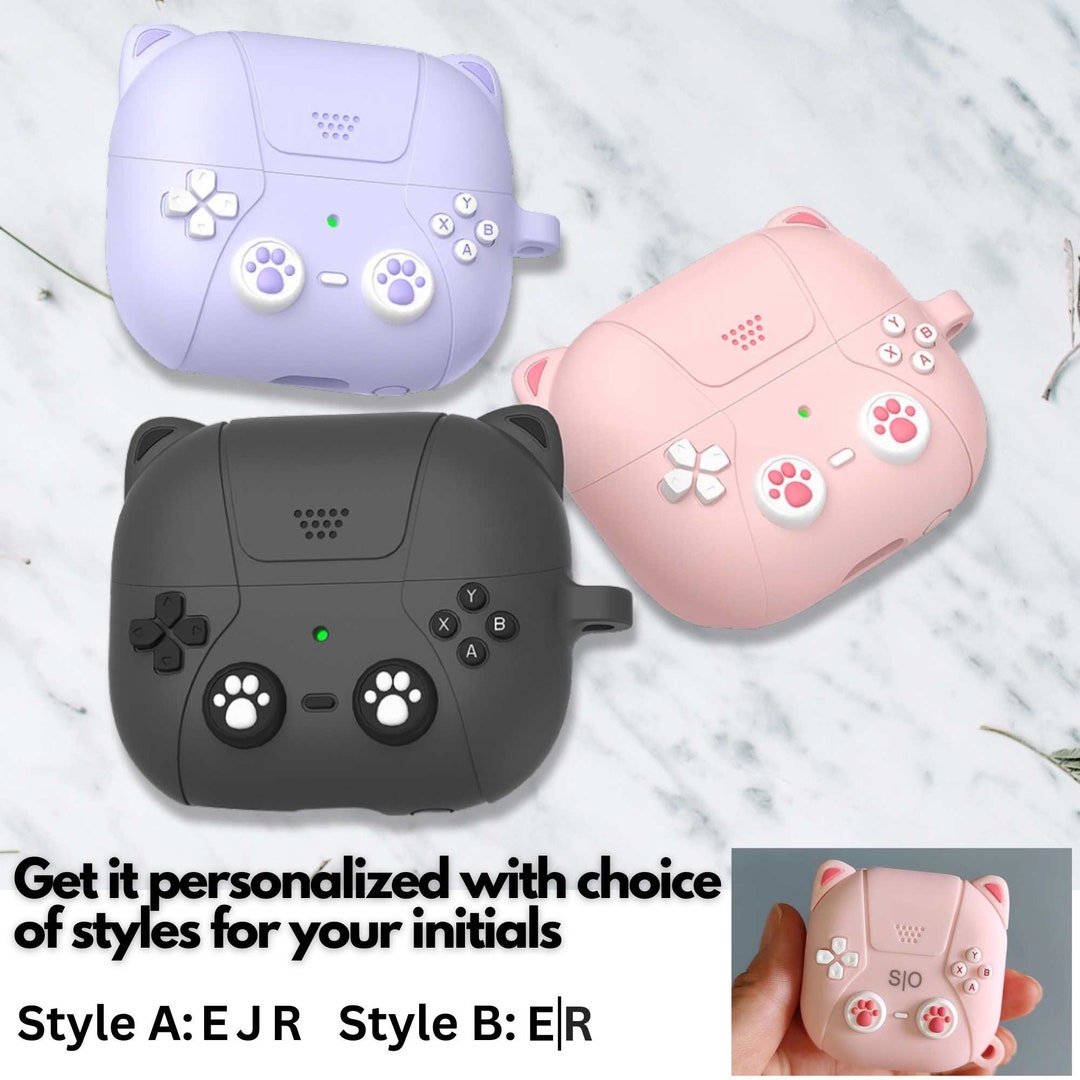 Cute Cat Ear Custom Initial Case for Samsung Galaxy Buds 3, Galaxy Buds ...