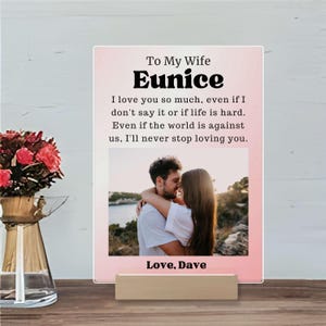 Personalized to My Wife Custom Photo Plaque With Stand, Desk Sign ...