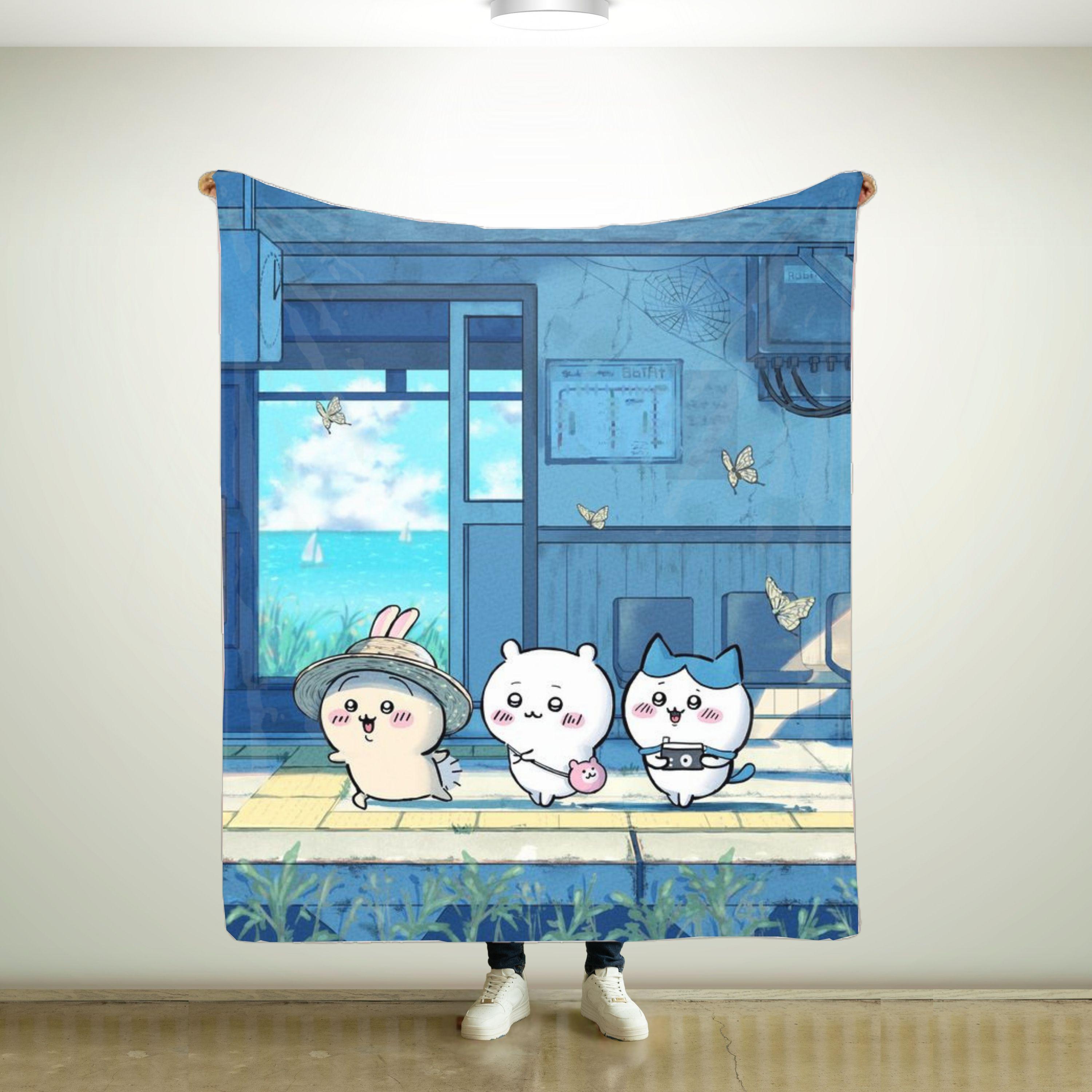 Cute Chiikawa Fanart Throw Blanket, Super Soft Cozy Fleece, Lightweight ...