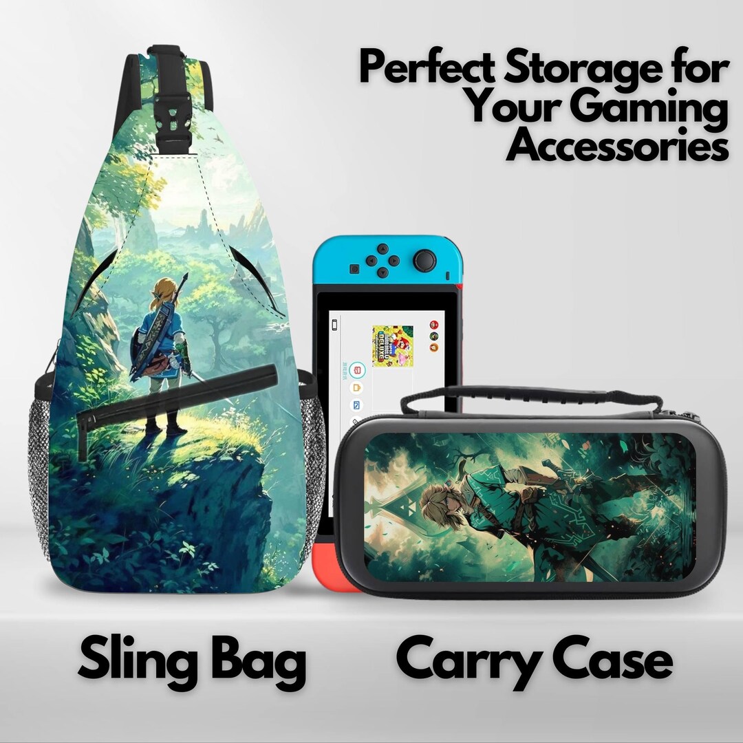 Cute Gaming Fan Art Sling Crossbody Backpack, Carrying Switch Case for ...