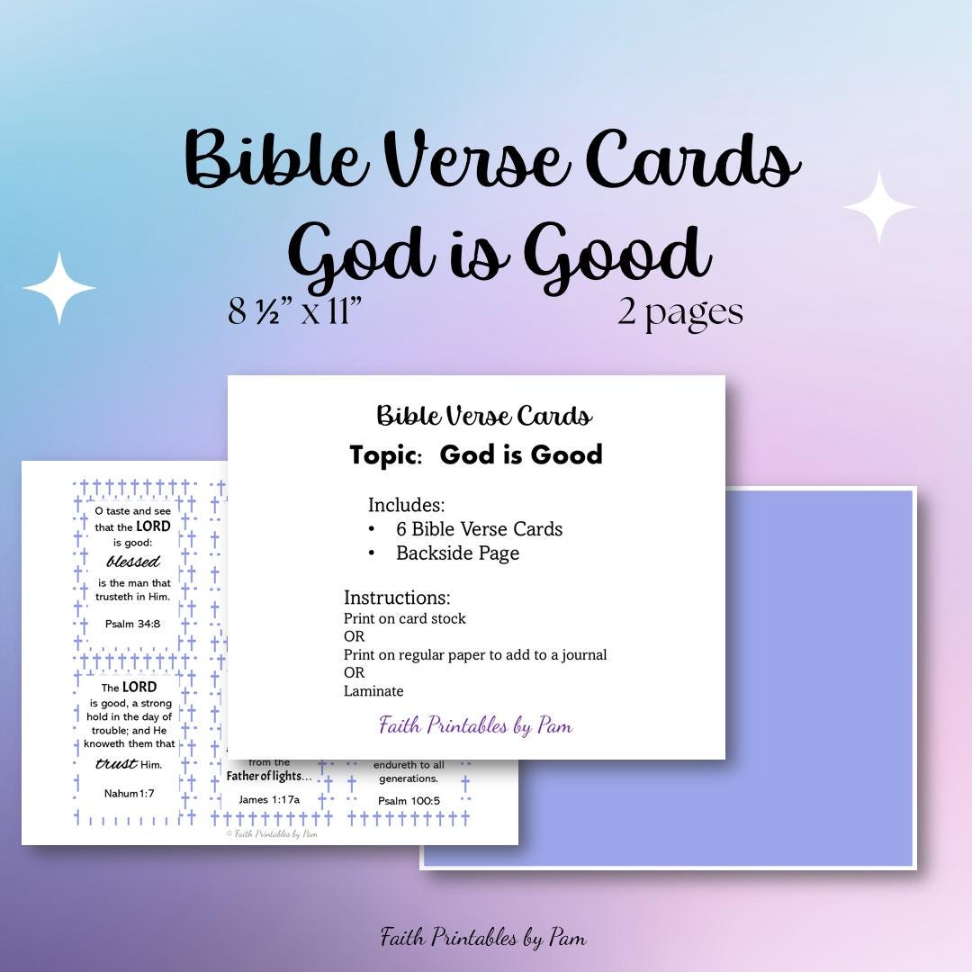 God is Good Bible Verse Cards, Verse Ring Card, Journaling Cards - Etsy
