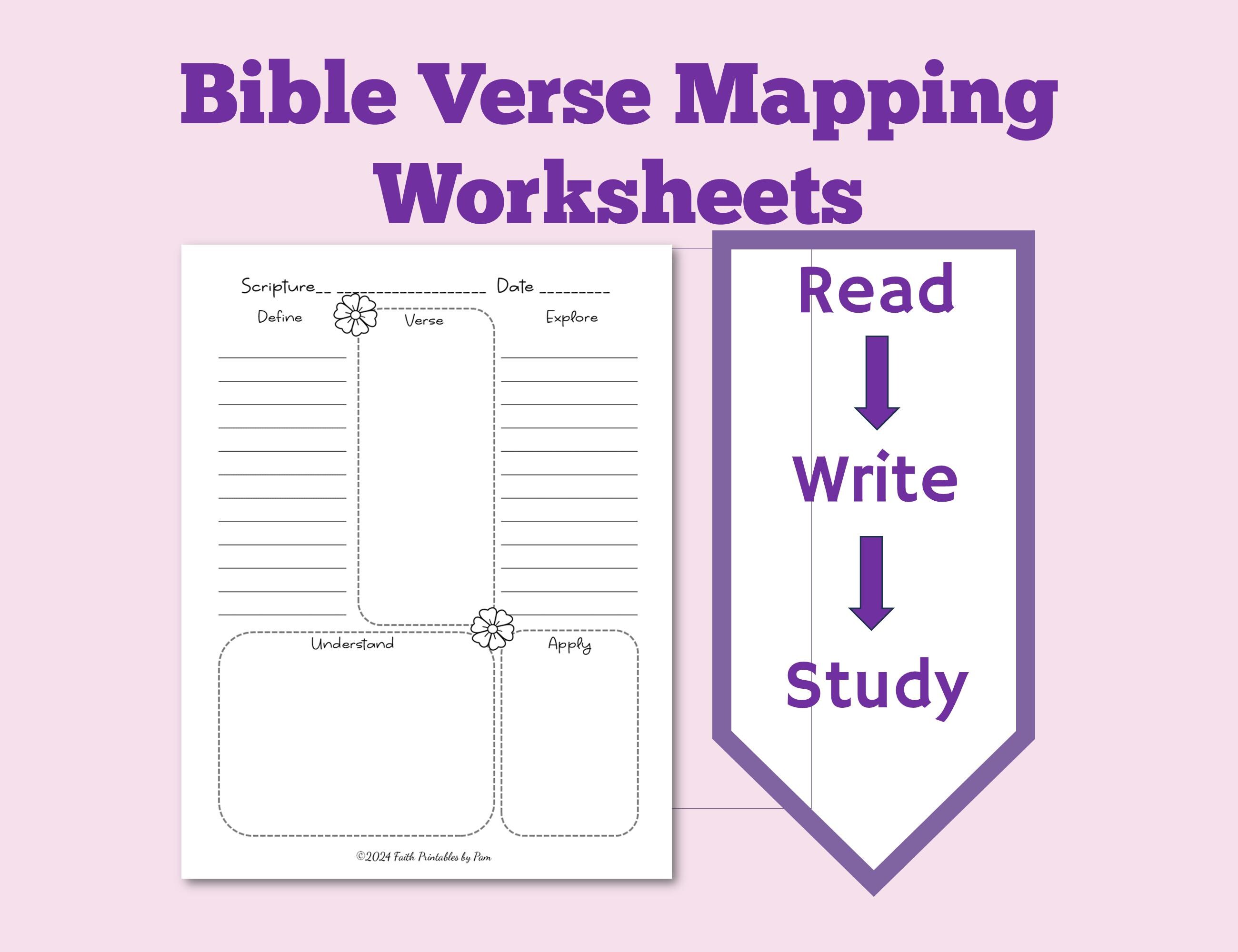 Bible Verse Mapping Worksheets, Bible Study, Verse Mapping Instructions ...