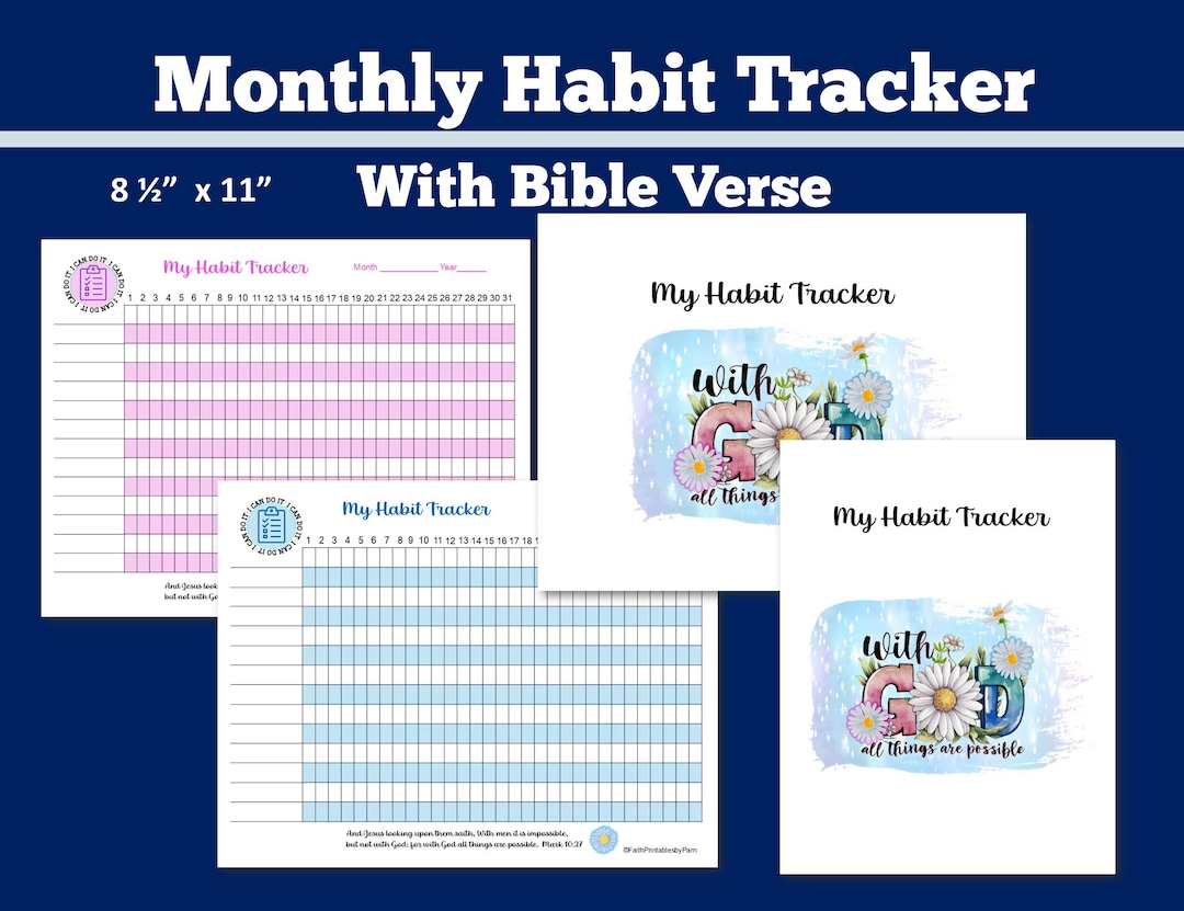 Habit Trackers Monthly, Landscape Tracker With Cover and 2 Colors - Etsy