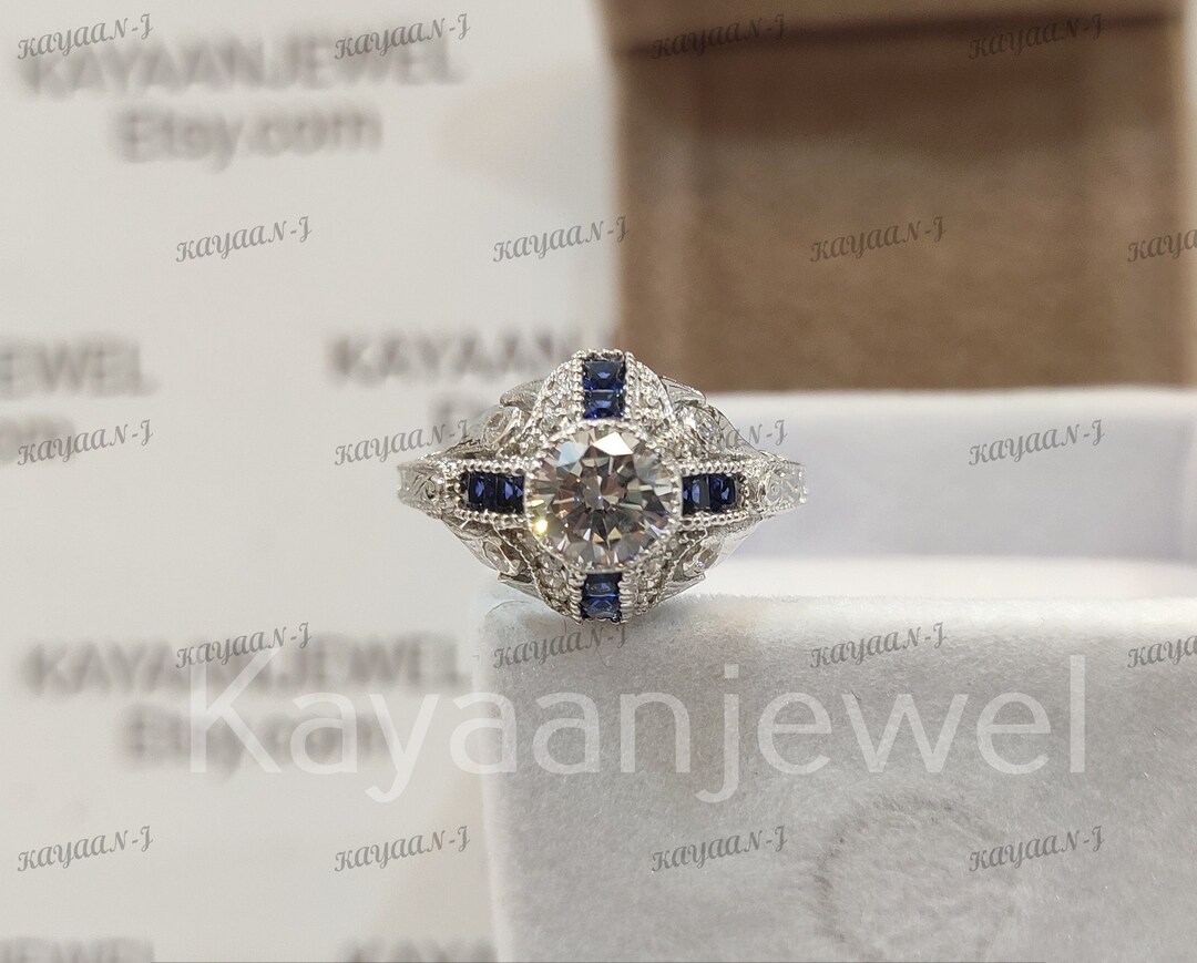 1930s Vintage 2.30ct White Round Cut Diamond Engagement Ring in 925 ...