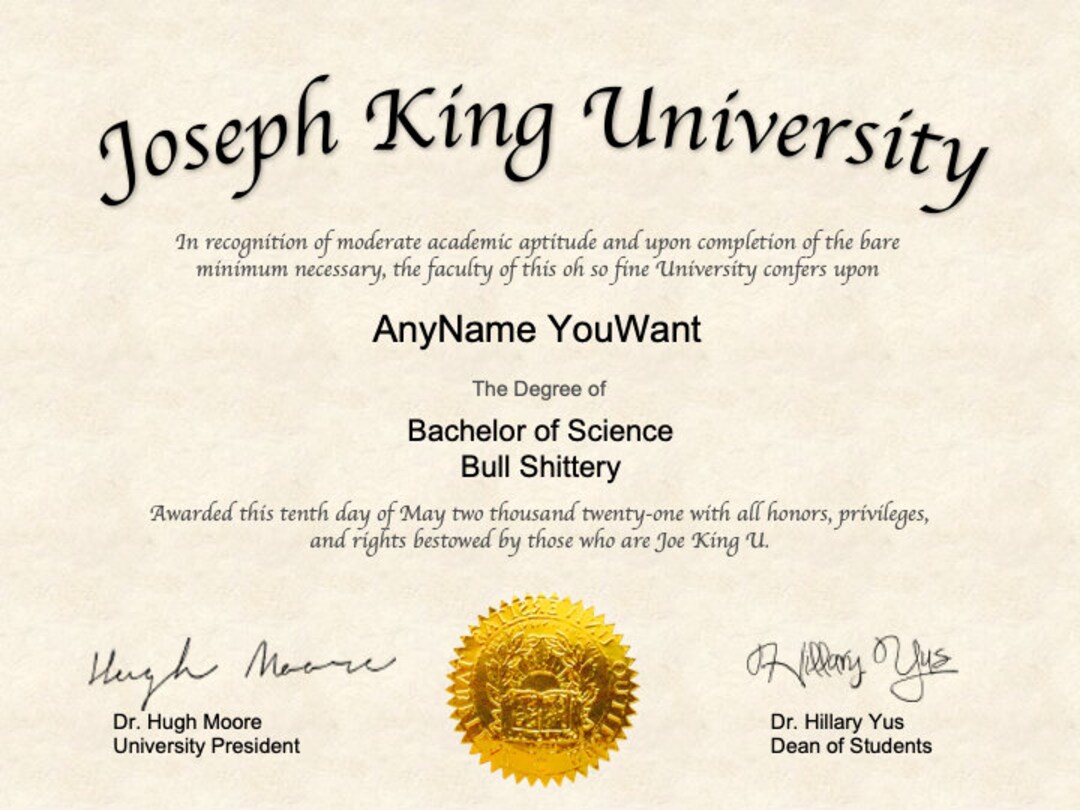 B.S. in Bull Shttry Diploma - Etsy