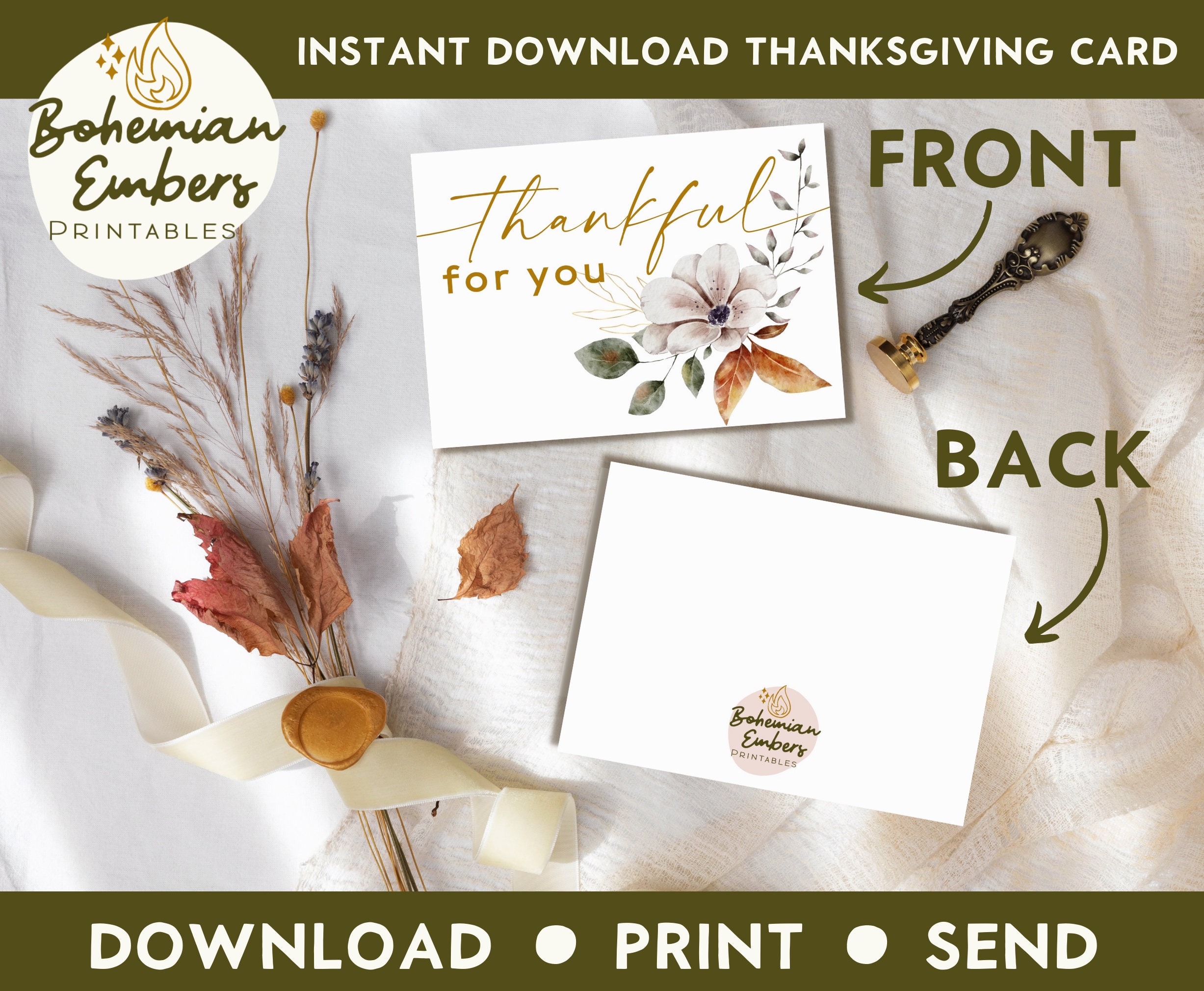 Set of Three Thanksgiving Card Printable Greeting Cards Instant ...
