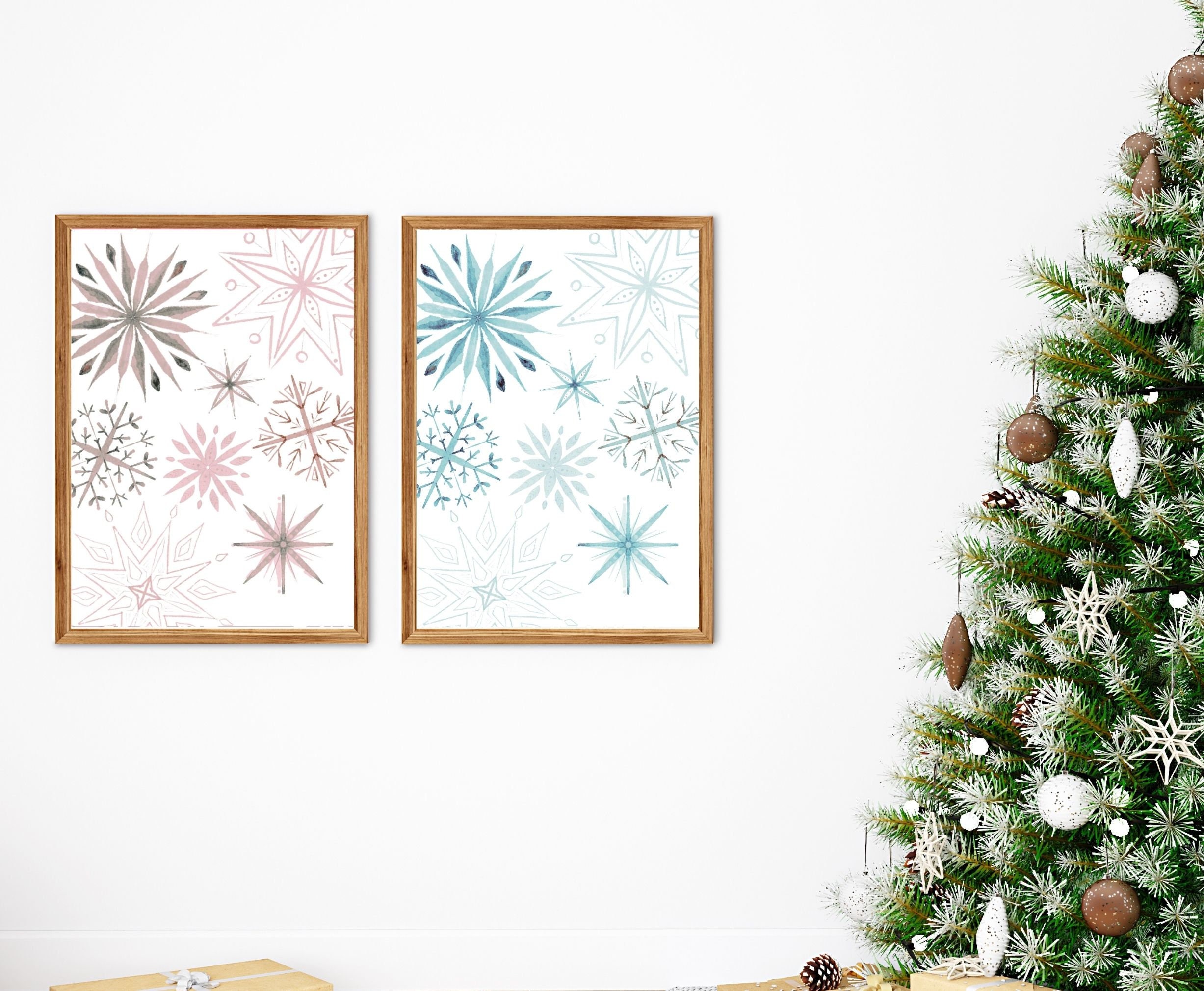 SET OF FIVE Printable Snowflake Bundle Winter Wall Decor - Etsy