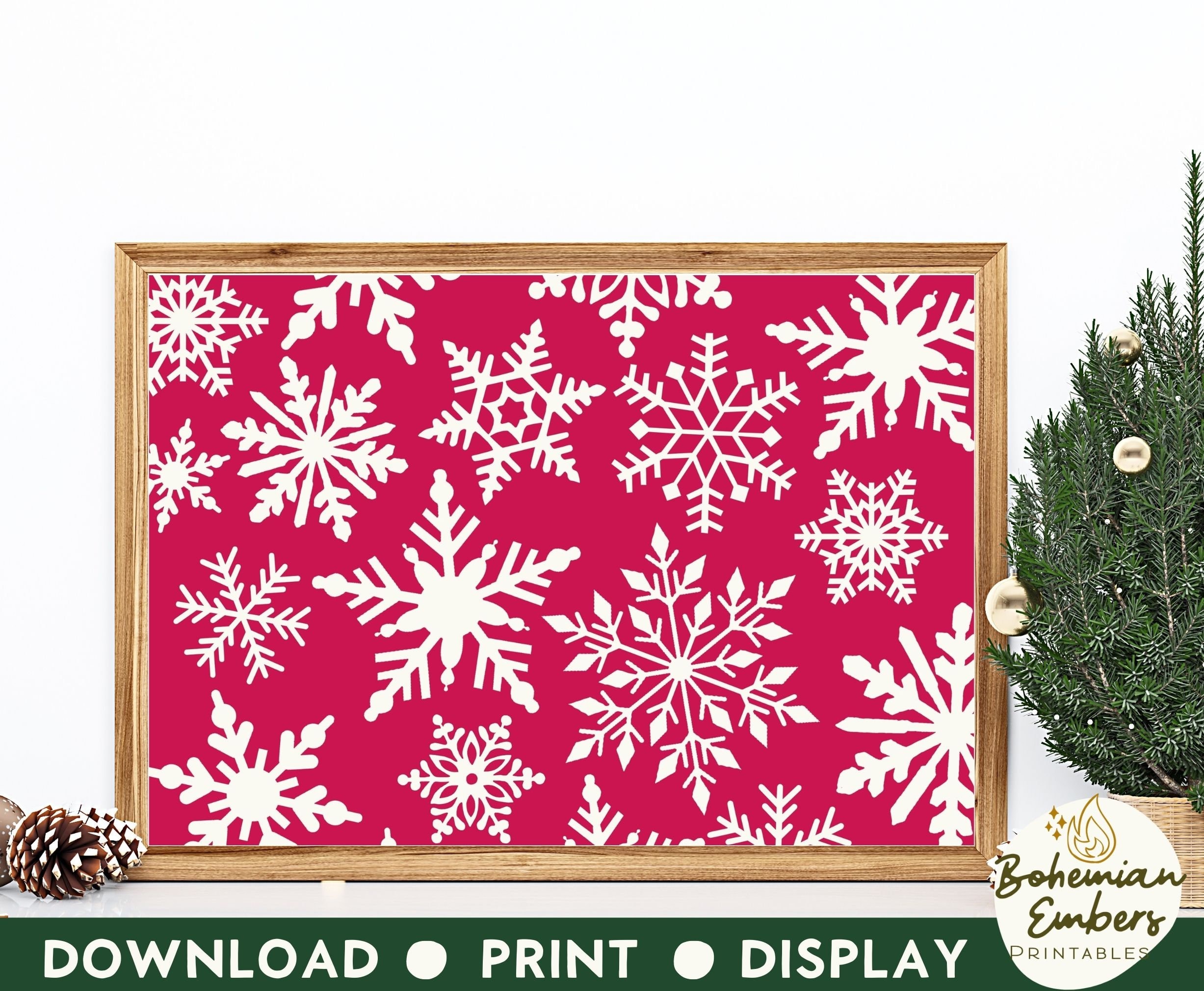 SET OF FIVE Printable Snowflake Bundle Winter Wall Decor - Etsy