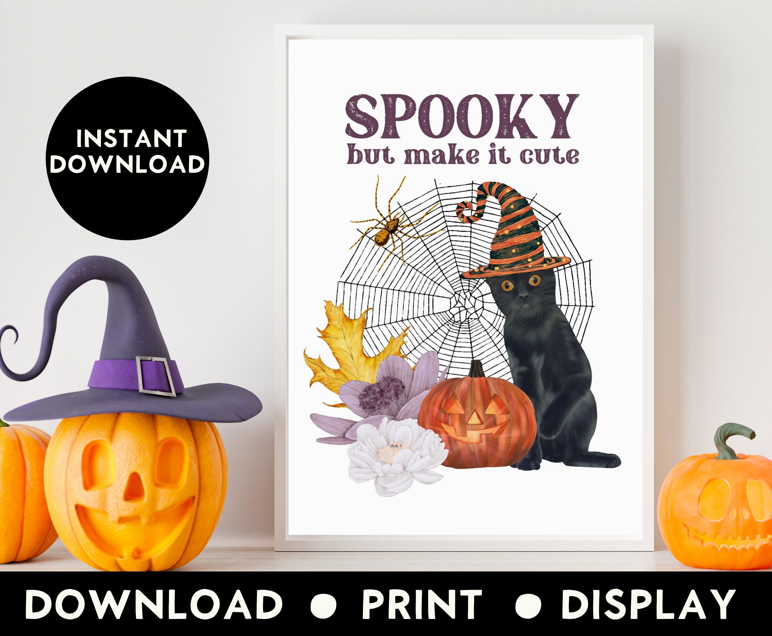 Set of FOUR Printable Boho Halloween Prints, Instant Download ...