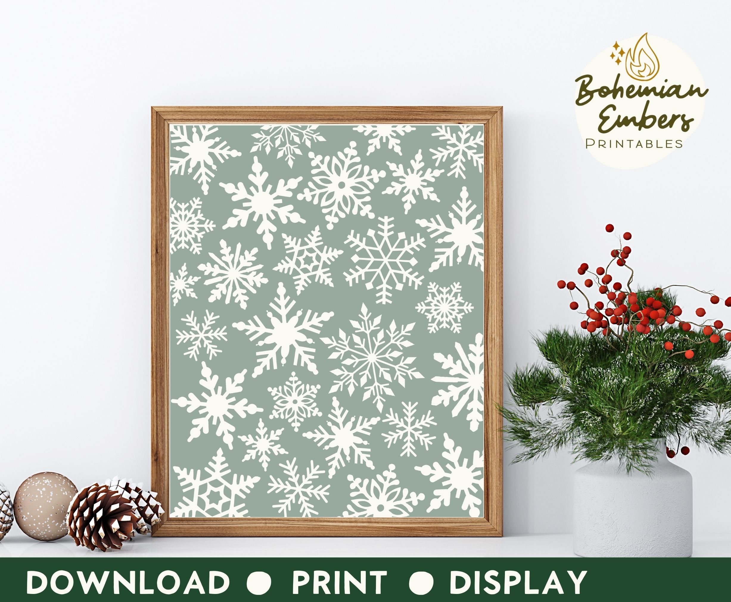 SET OF FIVE Printable Snowflake Bundle Winter Wall Decor - Etsy