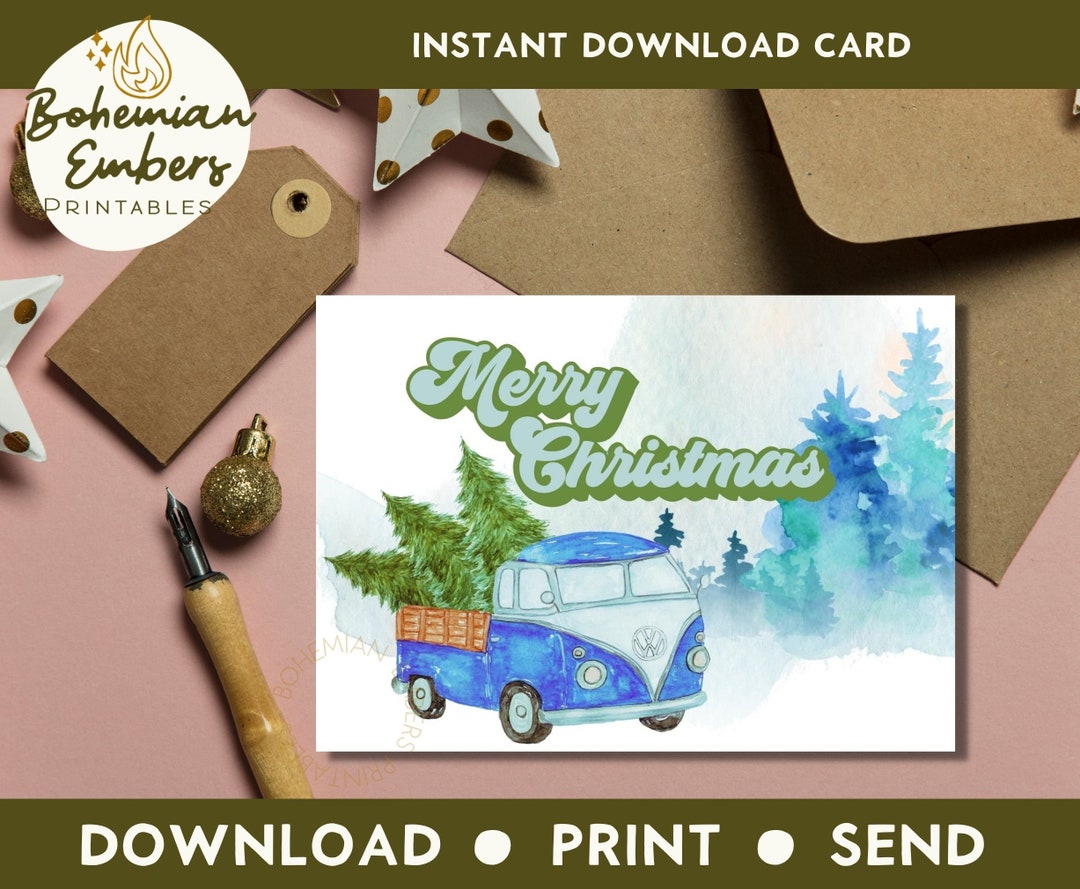 Instant Download Printable Merry Christmas 5x7 Greeting Card - Etsy