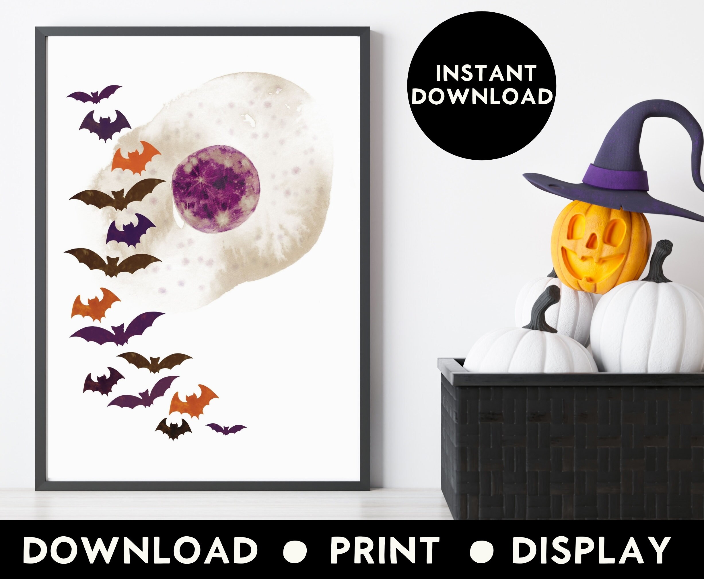Set of FOUR Printable Boho Halloween Prints, Instant Download ...