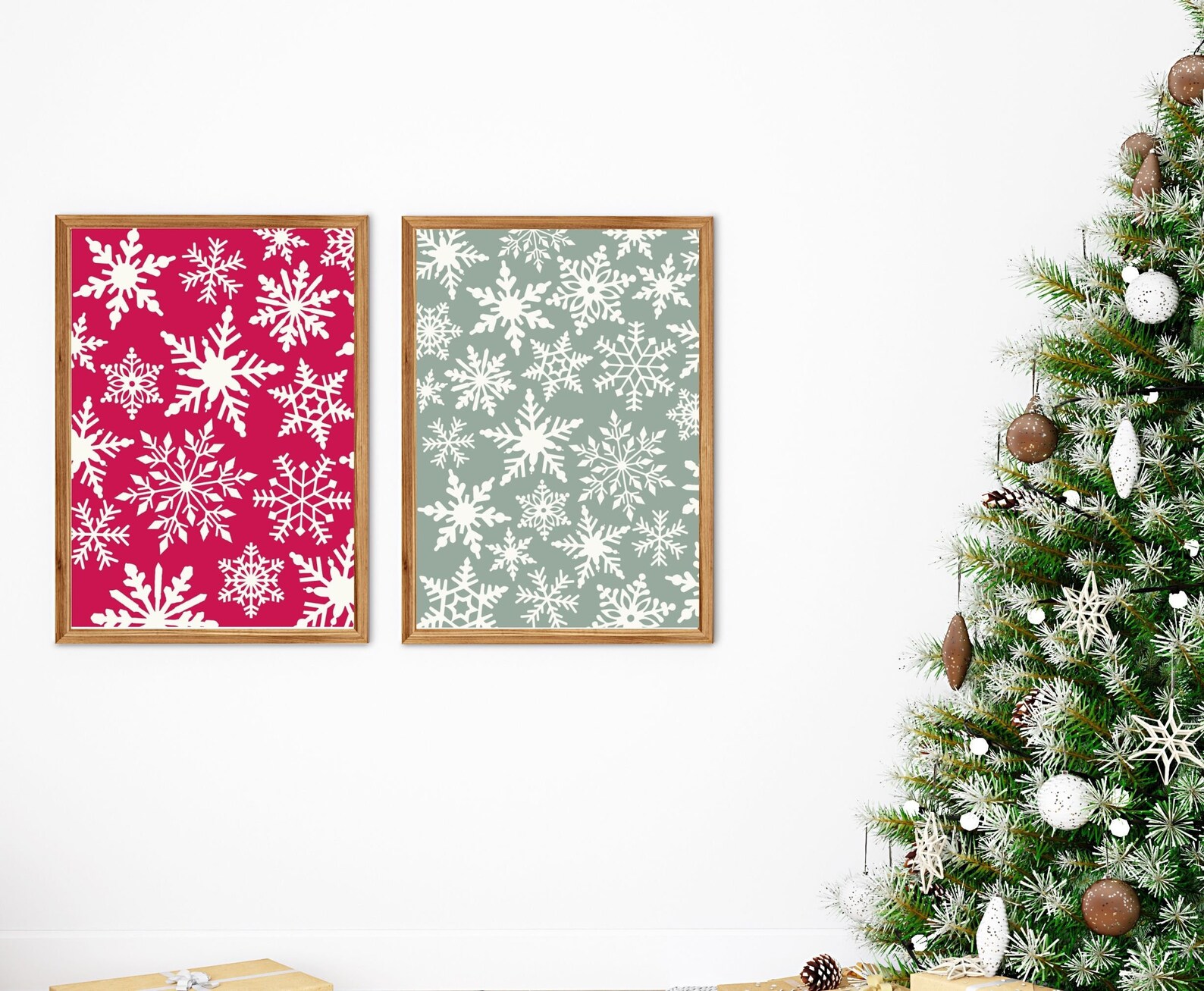 SET OF FIVE Printable Snowflake Bundle Winter Wall Decor - Etsy