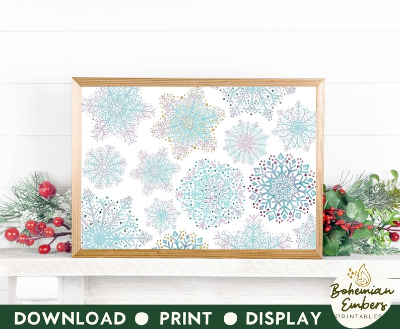 SET OF FIVE Printable Snowflake Bundle Winter Wall Decor - Etsy
