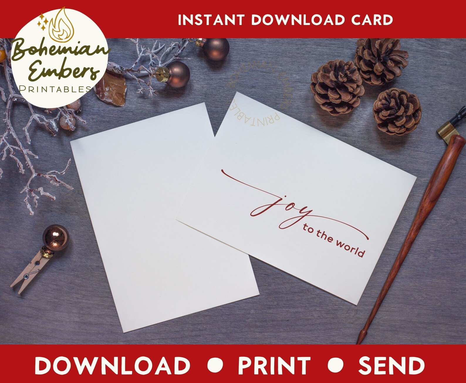 Printable Christmas 5x7 Greeting Card, Joy to the World Instant ...