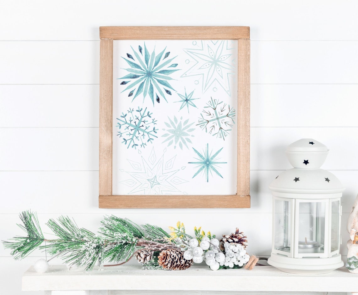 SET OF FIVE Printable Winter Art Merry Christmas Wall Decor - Etsy