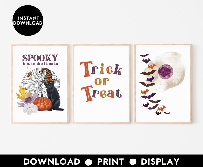Set of FOUR Printable Boho Halloween Prints, Instant Download ...