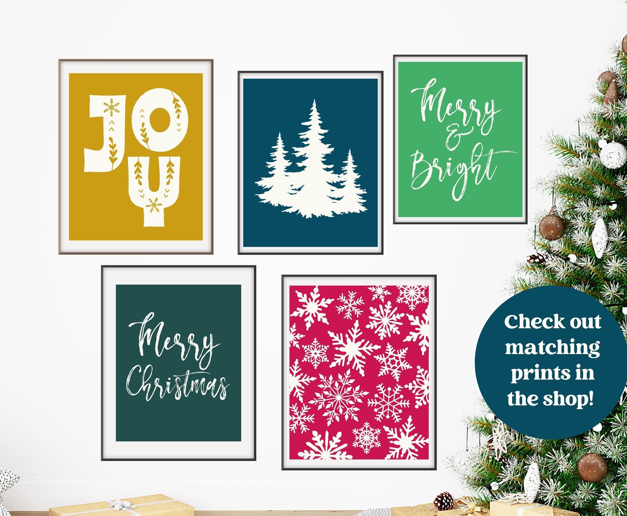 SET OF FIVE Printable Snowflake Bundle Winter Wall Decor - Etsy