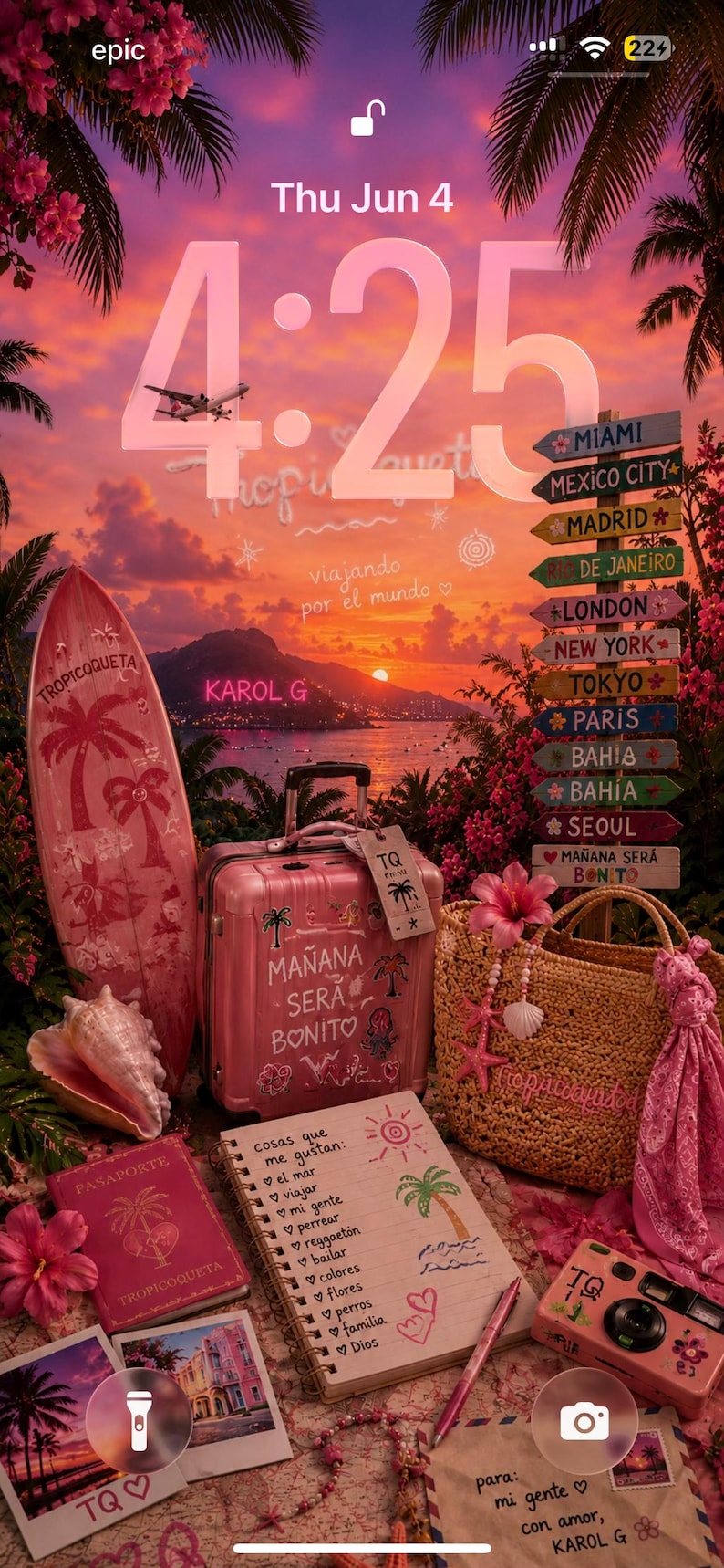 Tropicoqueta Wallpaper | Karol G Inspired Lock Screen | Summer Latina ...