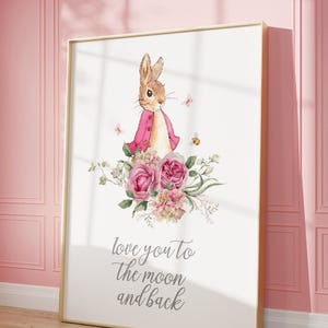 Set of 3 Pink Peter Rabbit Prints Pink Baby Girl Nursery Girls Room ...