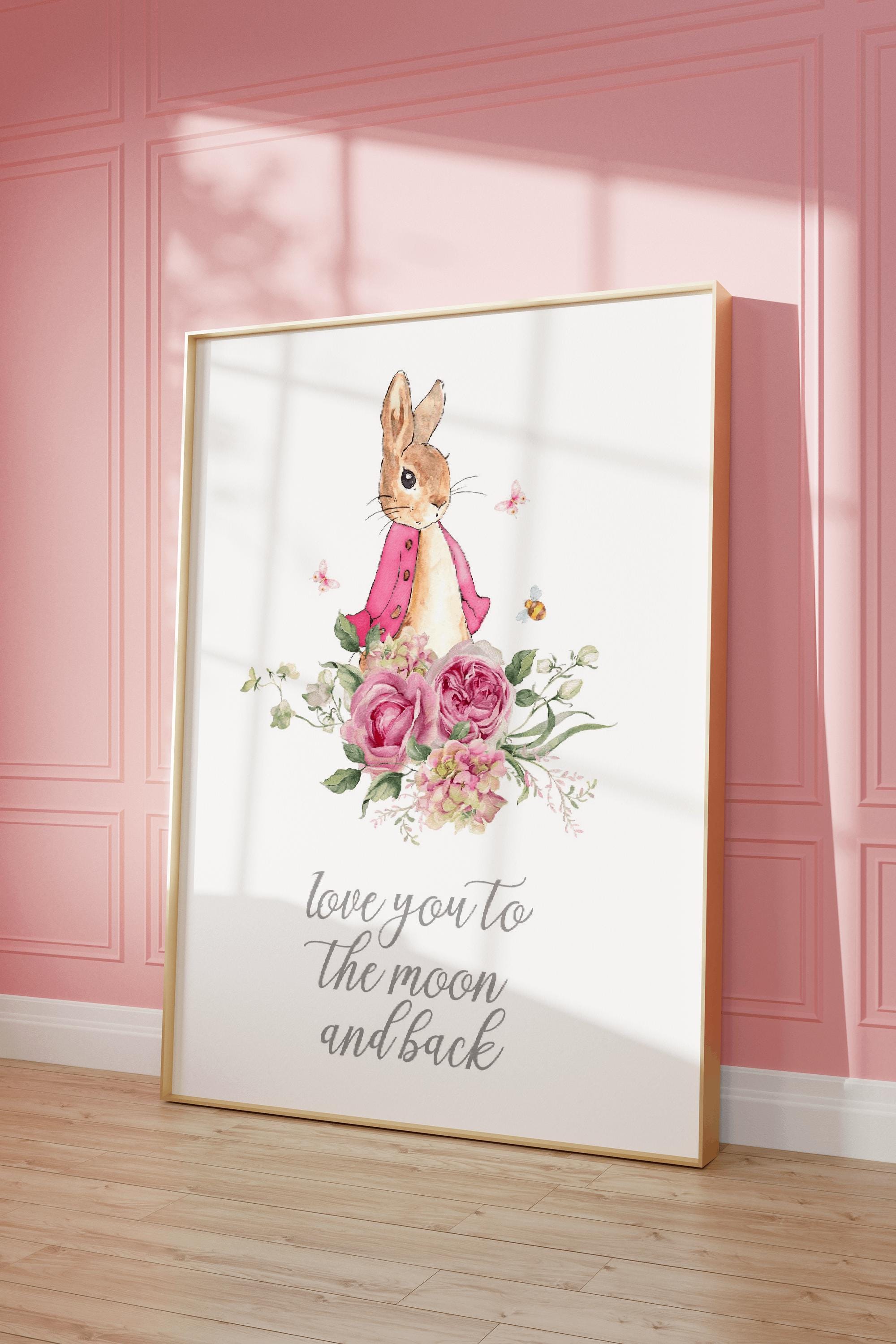 Set of 3 Pink Peter Rabbit Prints Pink Baby Girl Nursery Girls Room ...