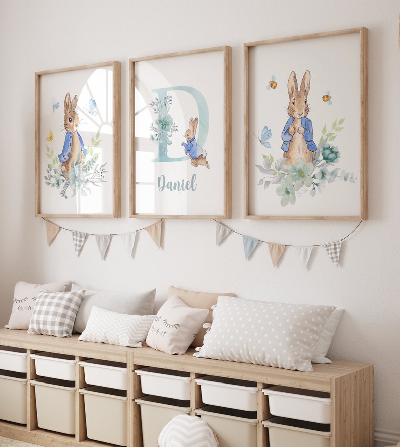 Personalised Peter Rabbit Nursery Decor Set of 3 Beatrix Potter Nursery ...