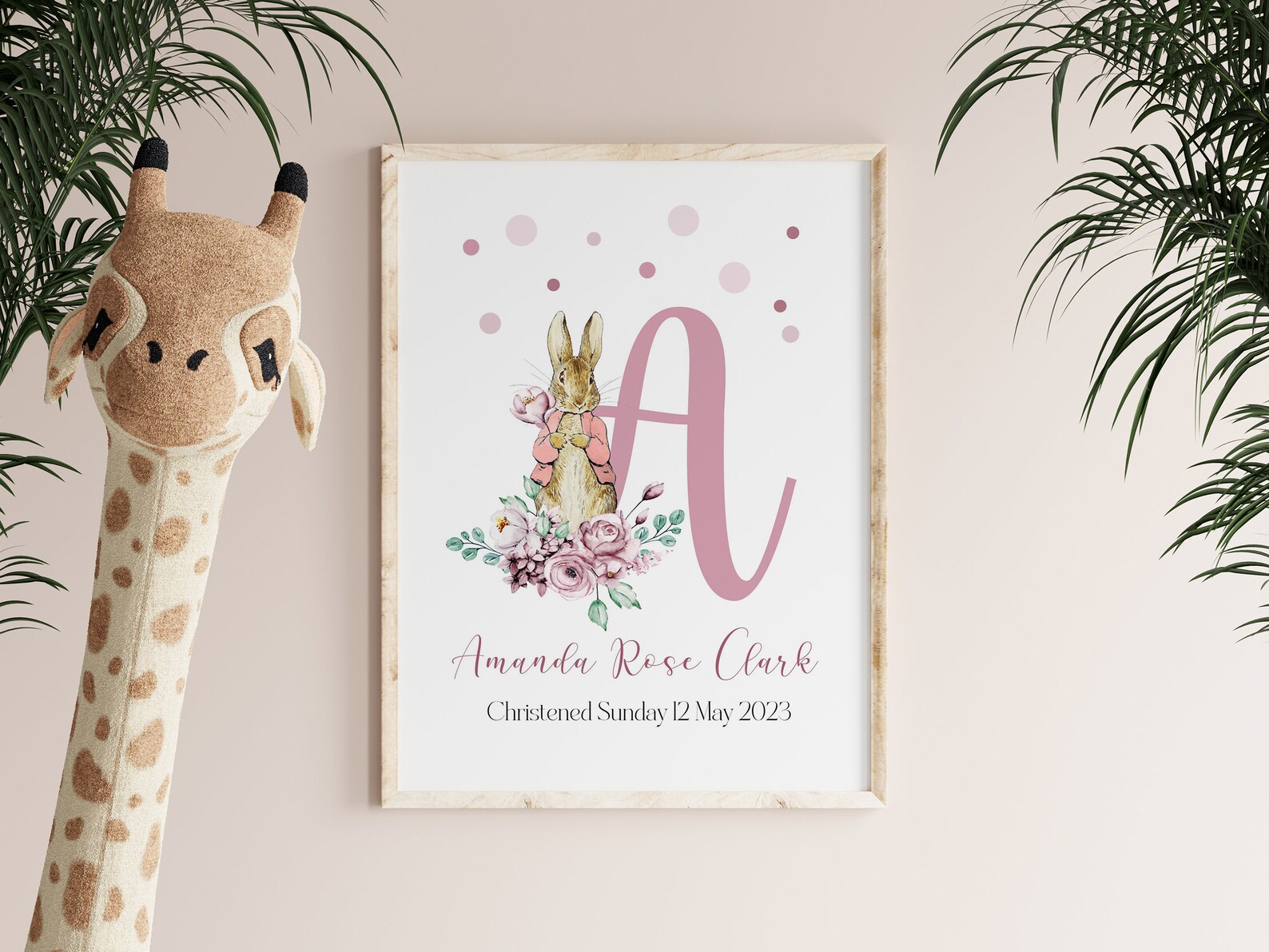 Personalized Peter Rabbit Christening Print, Girls Baptism Gift - Etsy
