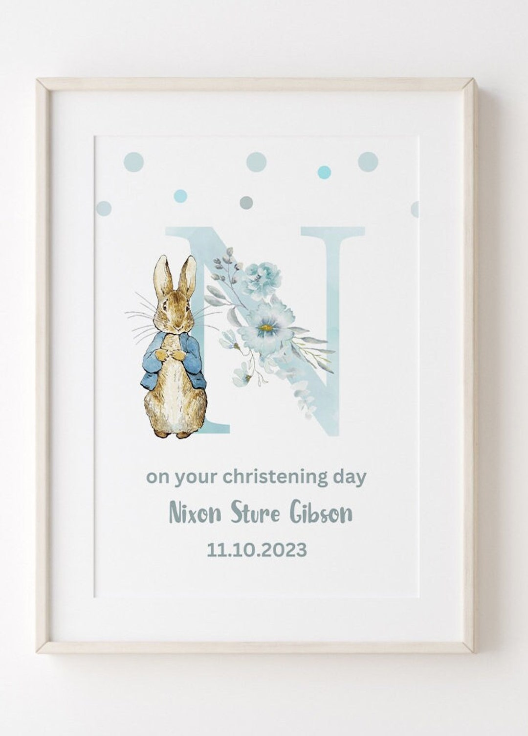 Personalised Peter Rabbit Christening Print Baptism Gift Boy ...