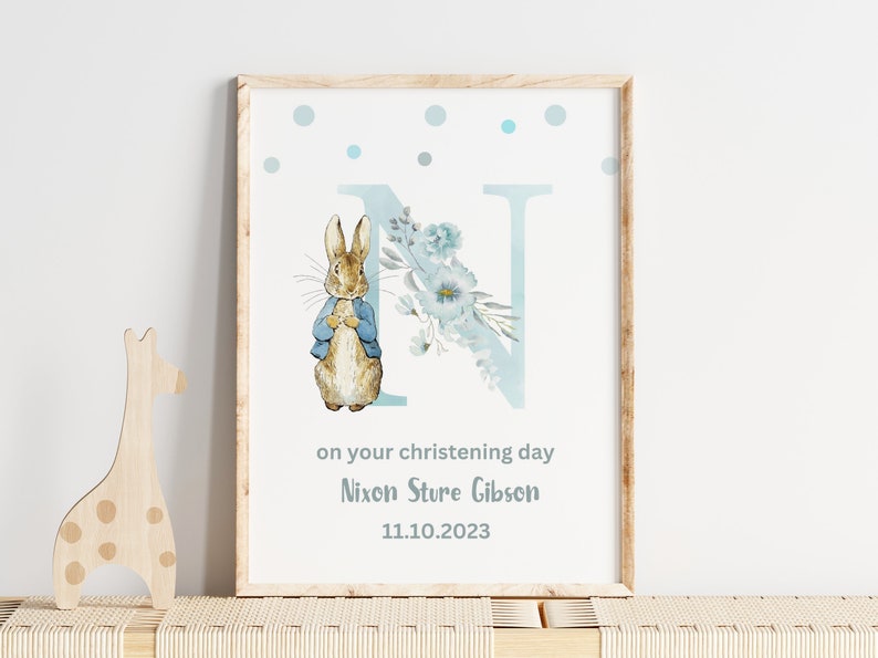 Personalised Peter Rabbit Christening Print Baptism Gift Boy ...