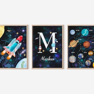 Personalized Printable Space Theme Wall Art Outerspace Nursery Wall ...