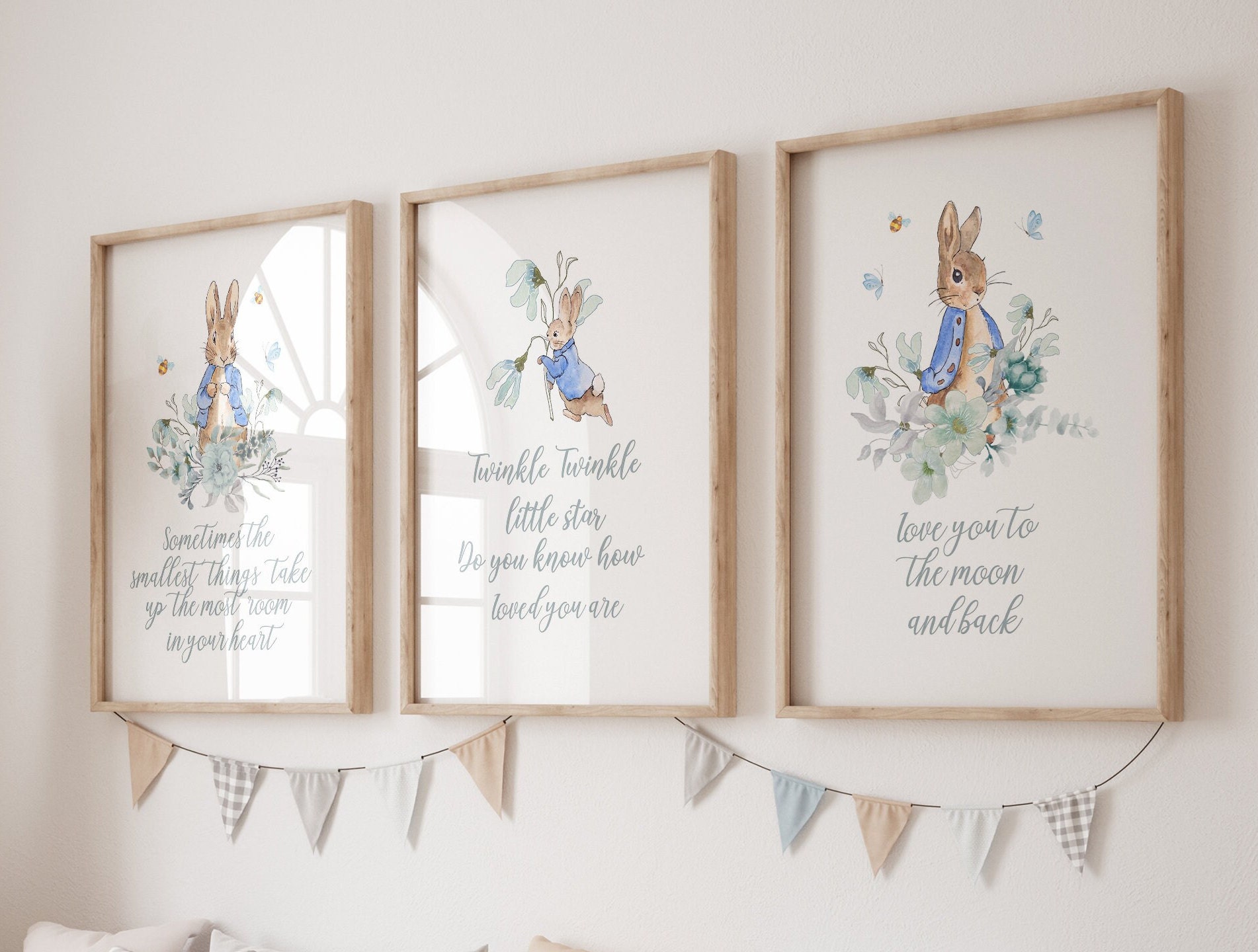 Peter Rabbit Nursery Print Set, Watercolor Kids Room Art (digital ...