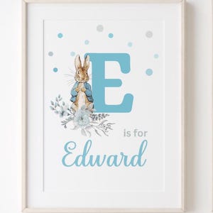 Personalised Peter Rabbit Initial Birth Announcement Nursery Decor Wall ...