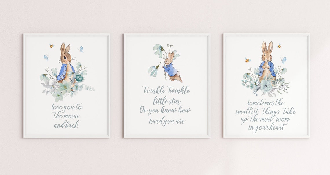 Peter Rabbit Nursery Wall Decor Kids Bedroom Wall Art Boys Decor Room ...