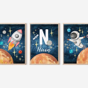 Personalised Space Theme Wall Art Outerspace Nursery Wall Decor Poster ...