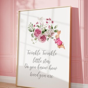 Set of 3 Pink Peter Rabbit Prints Pink Baby Girl Nursery Girls Room ...