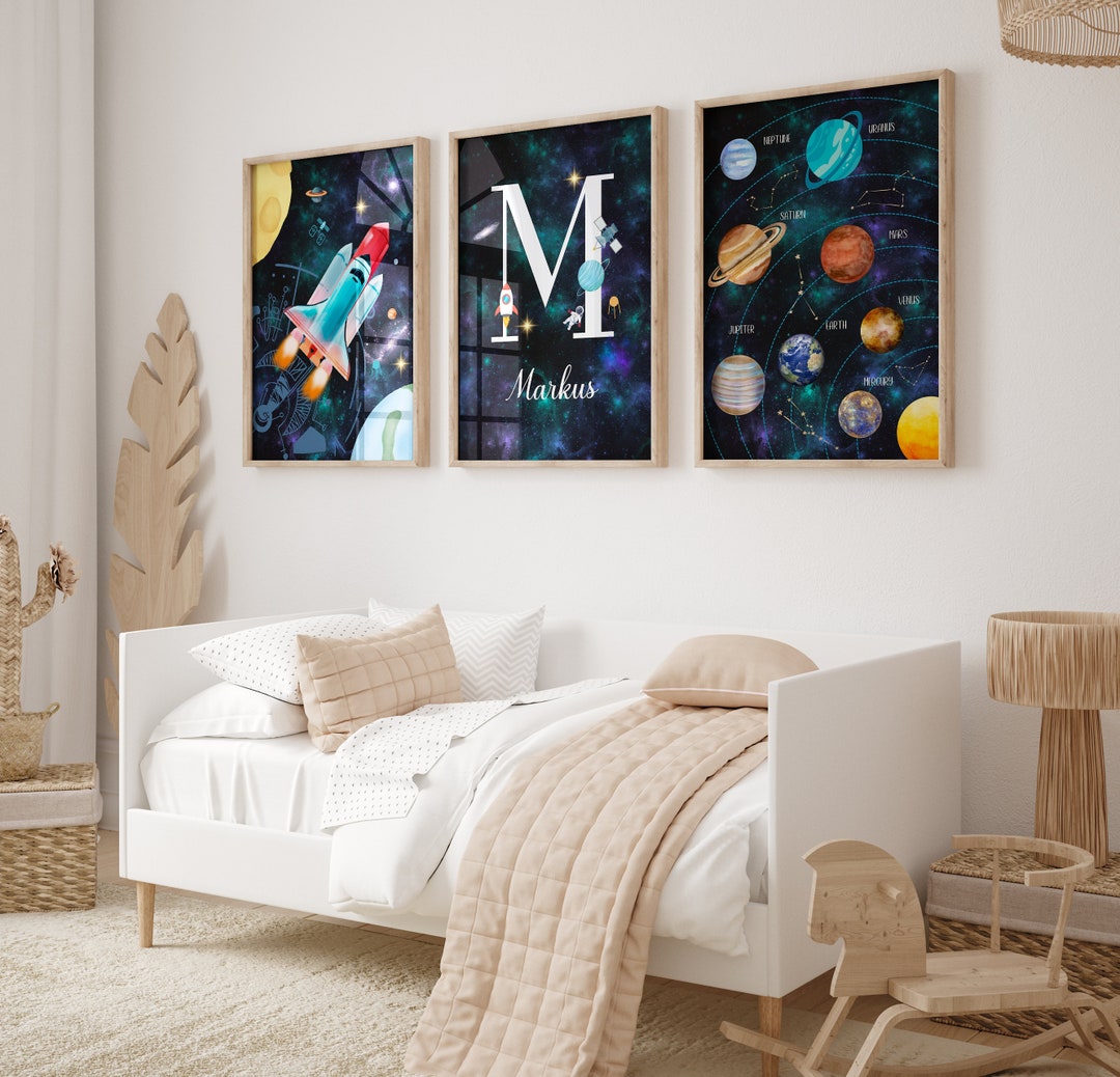 Personalized Printable Space Theme Wall Art Outerspace Nursery Wall ...