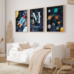 Personalized Printable Space Theme Wall Art Outerspace Nursery Wall ...