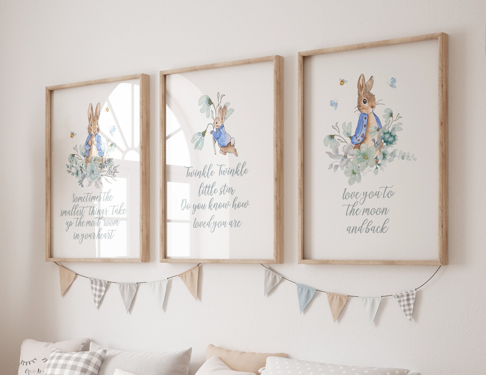 Peter Rabbit Nursery Print Set, Watercolor Kids Room Art (digital ...