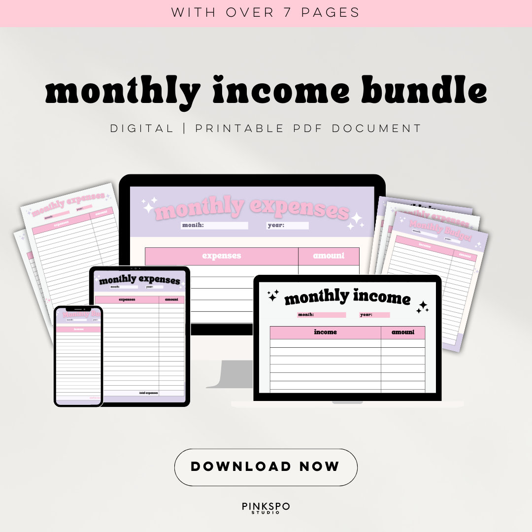 Monthly Income Printable Instant Download - Etsy