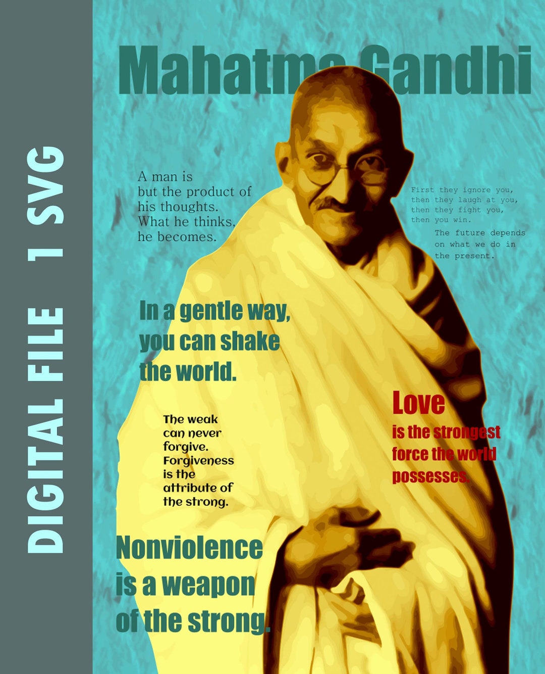 Mahatma Gandhi Digital Poster With His Quotes, Vector File for Print - Etsy