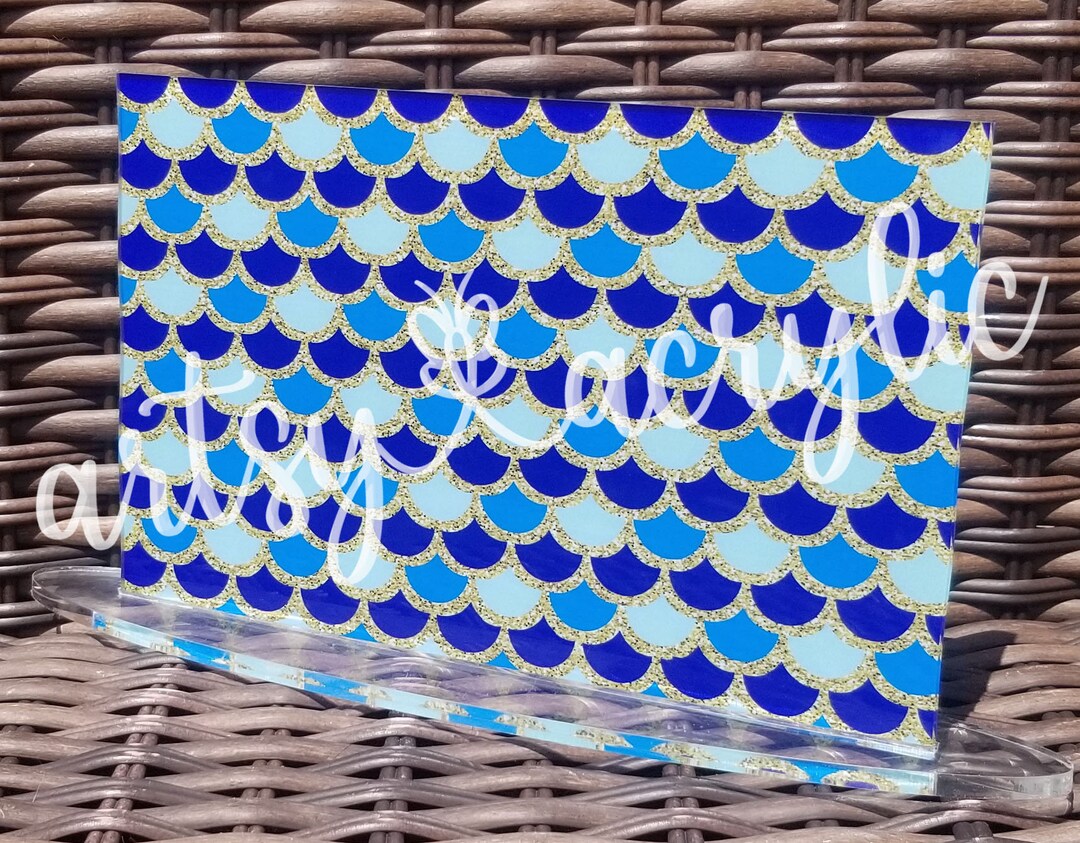 Royal Blue Gold Mermaid Scales Artsy Acrylic - Etsy