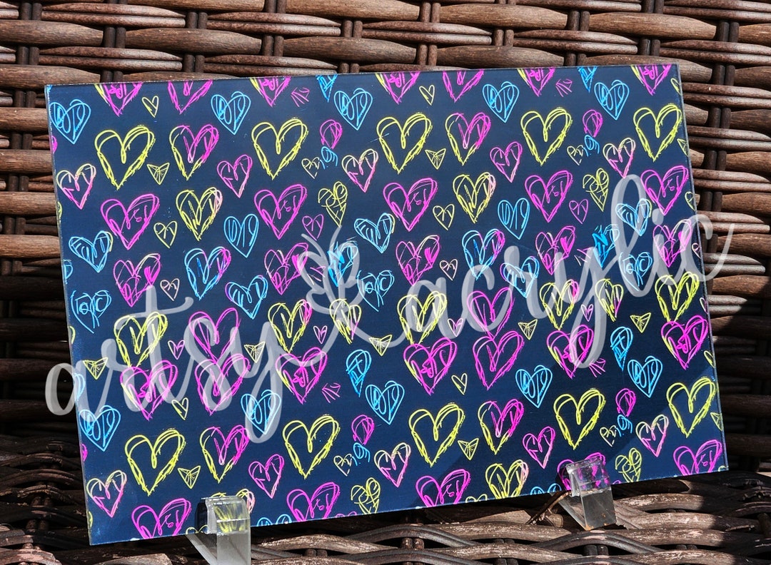 Neon Graffiti Hearts Artsy Acrylic - Etsy