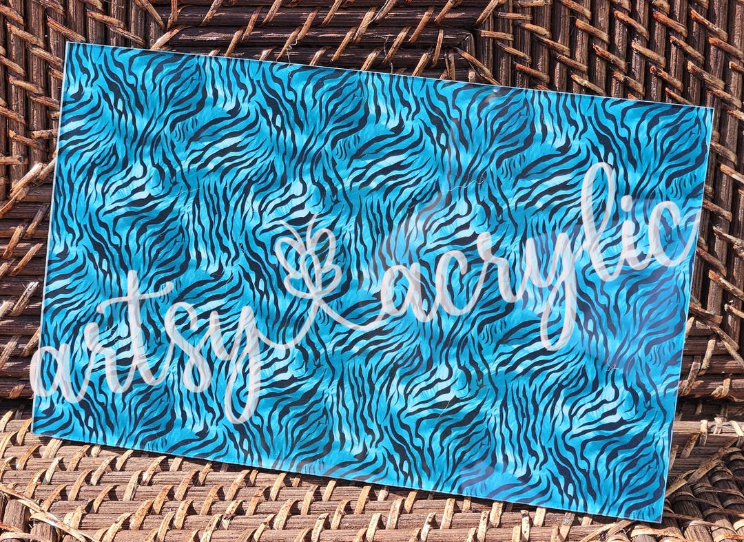 Teal Zebra Stripes Artsy Acrylic - Etsy