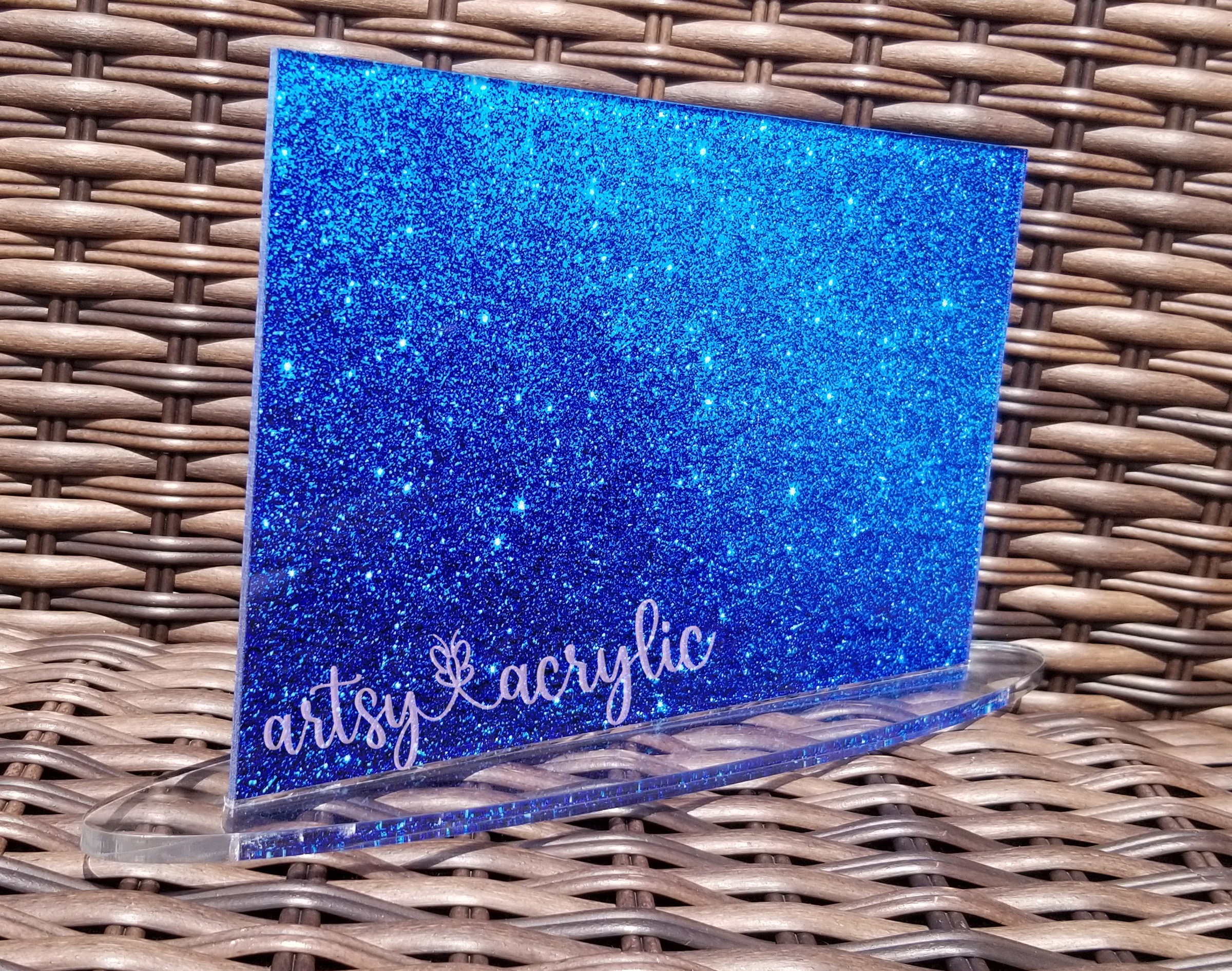 Royal Blue Glitter Gradient Artsy Acrylic - Etsy