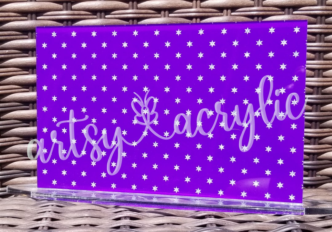 Purple Silver Stars Artsy Acrylic - Etsy