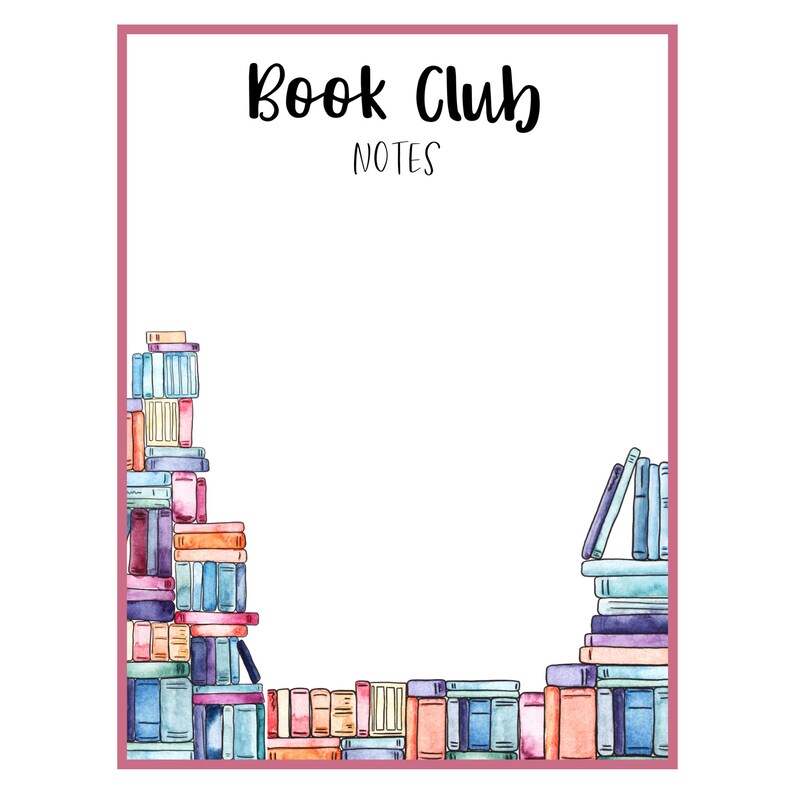 Book Club Notes Paper Book Stacks Writing Reading - Etsy