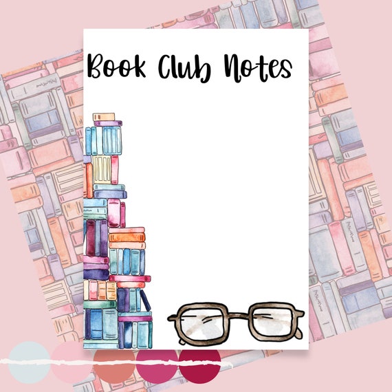 Book Club Notes Paper Book Stacks Glasses Writing Reading - Etsy